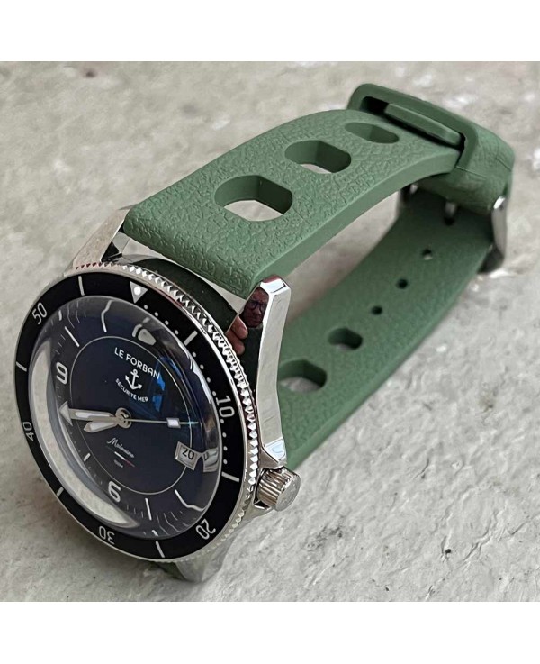TROPIC Vintage rubber watch bracelet 20mm kaki green big holes